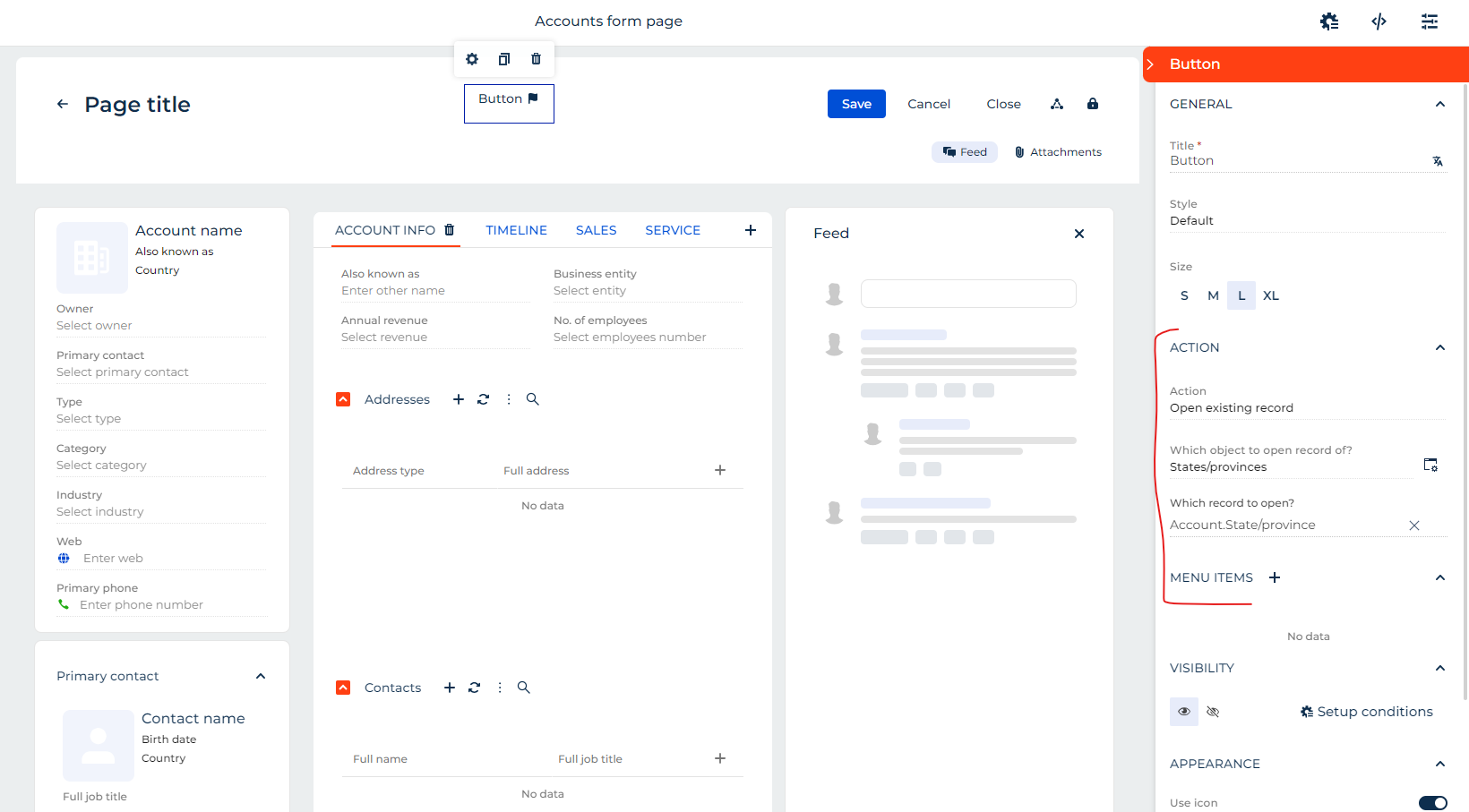 Launching Address Edit Page via button in freedom UI | Community Creatio